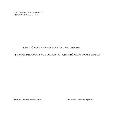 Prava svjedoka u krivicnom postupku | DOC