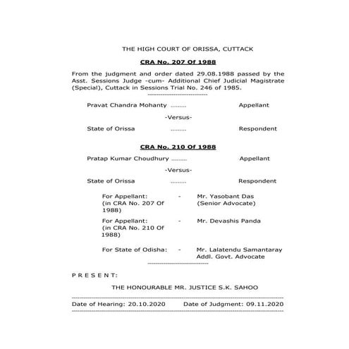 Pravat chandra mohanty v state of orissa | PDF