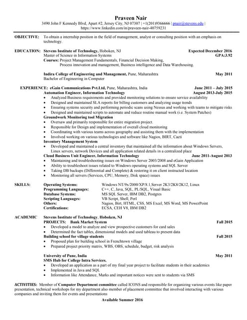 CAW Resume August2016 | PDF | Programming Languages | Computing