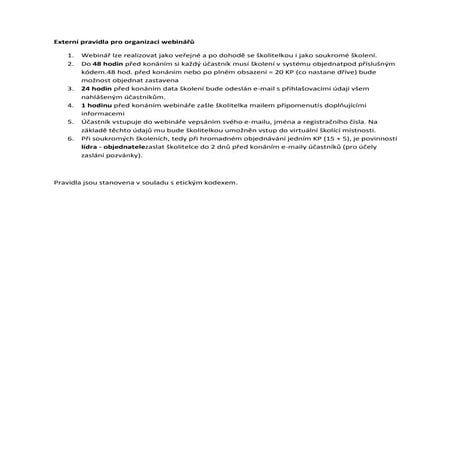 Pravidla pro organizaci webinářů na web | PDF