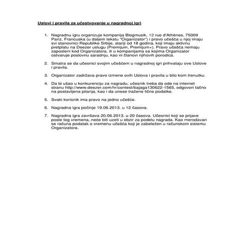 Pravila nagradna igra bajaga130622 | PDF