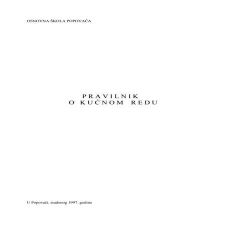 Pravilnik o kućnom redu OŠ Popovača | PDF