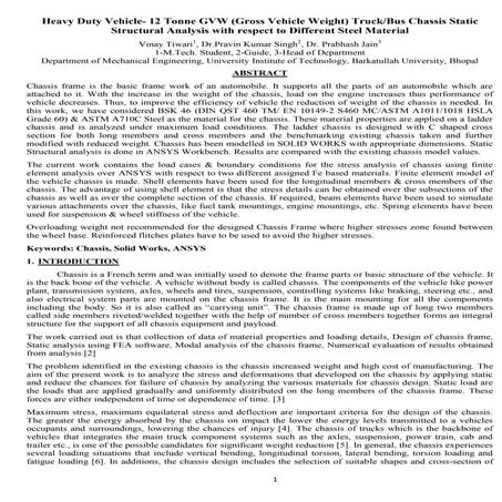 Trucks/Buses Chassis Static Structural Analysis with respect to ...