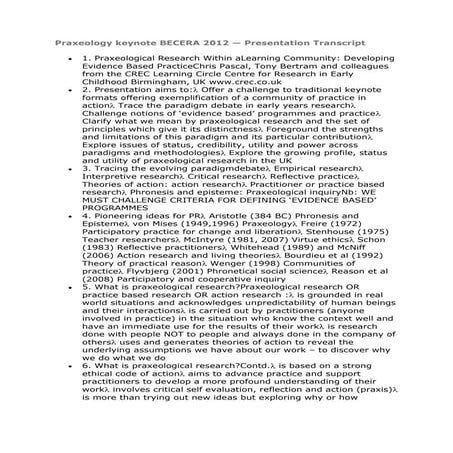 Praxeology keynote BECERA 2012 | PPTX