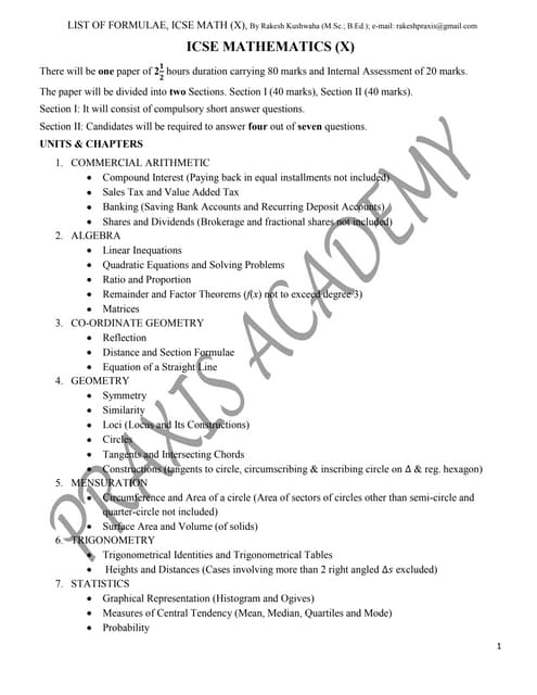 List of programs to practice for ICSE | DOCX