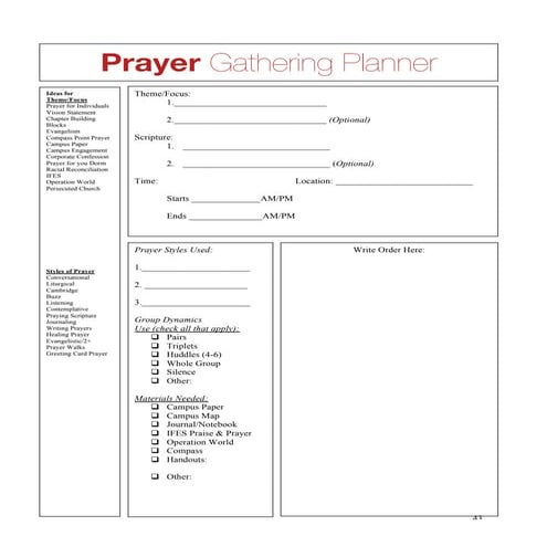 Prayer gathering planner | PDF