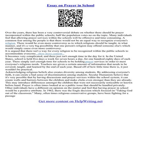 Prayer In School Essay | PDF