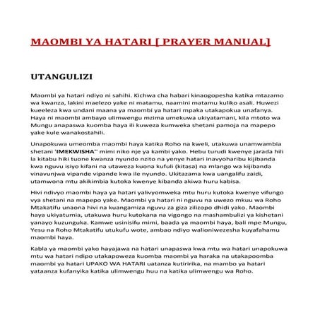 Prayer manual 2013 by Elimringi Moshi 0714112062 | PDF