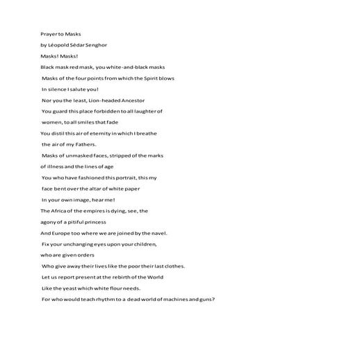 Prayer to masks | DOCX