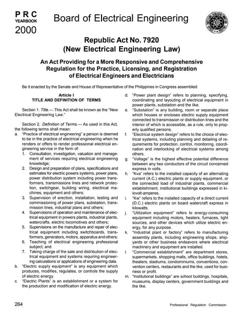 Ra 7920 the new electrical engineering law | DOCX