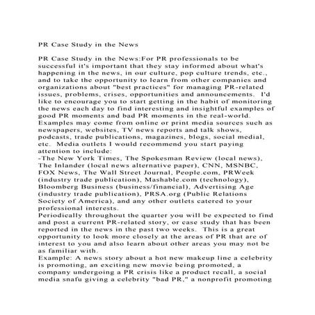 PR Case Study in the NewsPR Case Study in the NewsFor PR prof | PDF