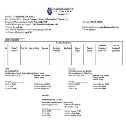 PRC FORMS ADZU | DOC | Professional School | Postgraduate Education
