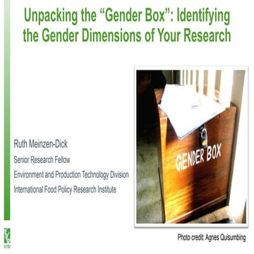Unpacking the “Gender Box”: Identifying the Gender Dimensions of Your ...