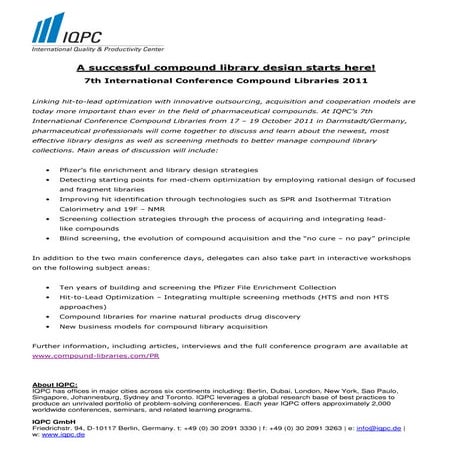 A Successful Compound Library Design Starts Here Pdf