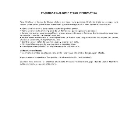 Práctica final gimp 4º eso informática curso 2012 2013 | PDF