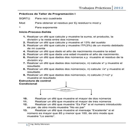 Prácticos de taller de programación i | PDF