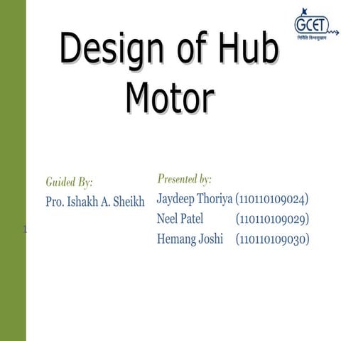 Design of hub motor phase ii introduction | PPT