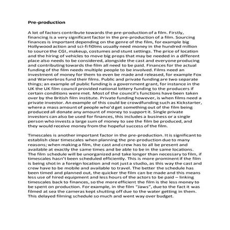 Pre production final