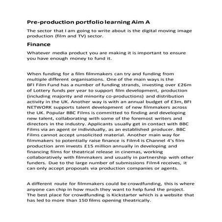 Unit 4 - Pre Production | DOCX