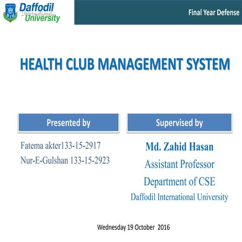 HEALTH CLUB MANAGEMENT SYSTEM | PPT