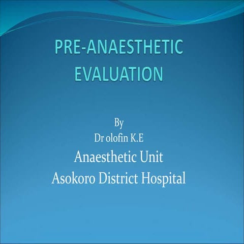 PAC - Pre Anaesthetic Checkup | PDF