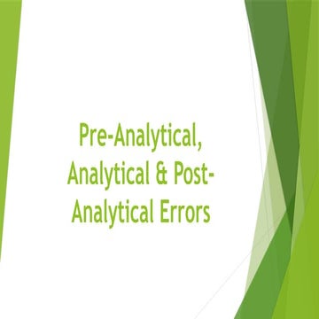 Pre-Analytical and Post analytical phase | PDF
