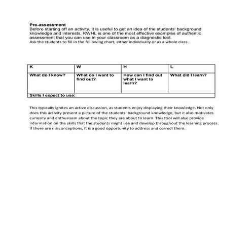 Pre assessment | PDF