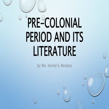 Pre-colonial period.pptx | Books and Literature