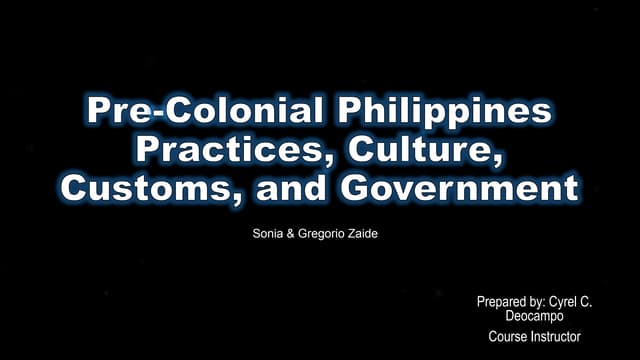 Social System of Pre-Colonial Period in the Philippines | PPTX