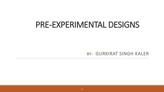 PRE EXPERIMENTAL DESIGN | PPT