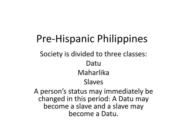 Social System of Pre-Colonial Period in the Philippines | PPTX