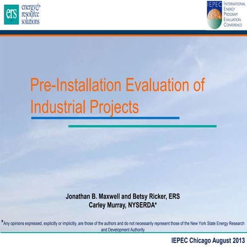 Pre installation evaluation 2013-08-12 | PPTX