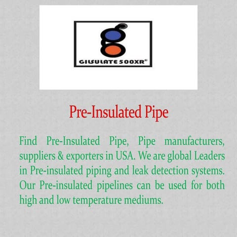 Pre Insulated Pipe | PPTX