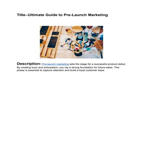 Ultimate Guide to Pre-Launches Marketing | PDF