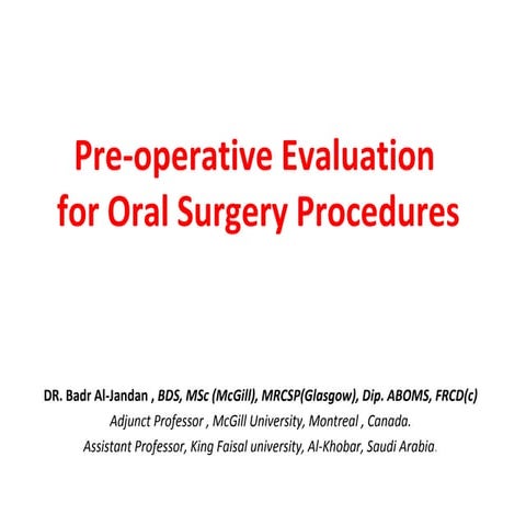 Pre operative evaluation | PPT