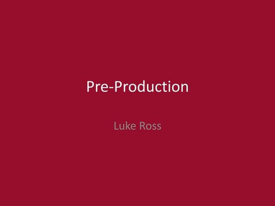 FMP - 5. Pre Production | PPT