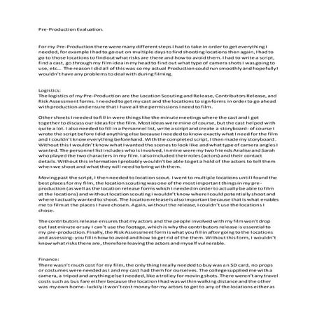 Understanding the requirements of pre-production. | DOCX