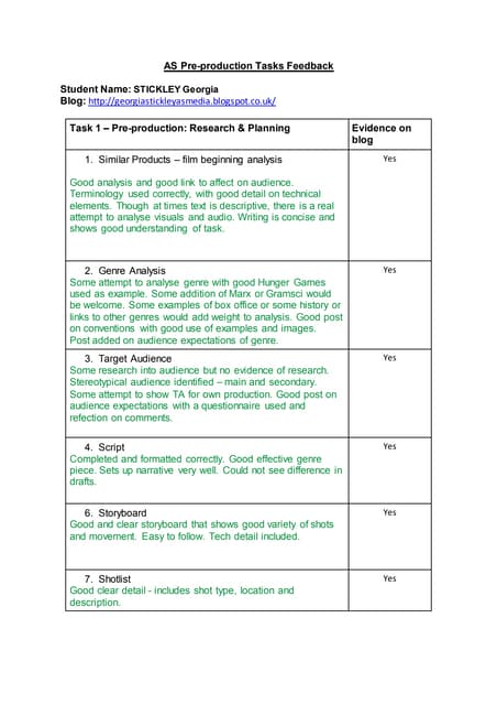 Overall Feedback Sheet | PDF
