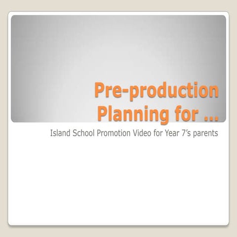 Pre production planning | PPT