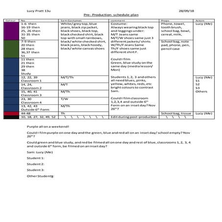 Pre production schedule plan | DOCX