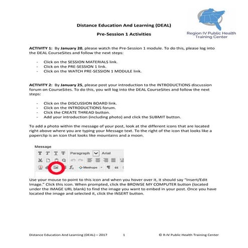 DEAL Pre-Session 1 Activities | PDF