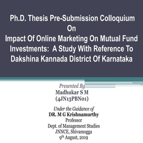 Pre-Submission Thesis of Phd topic in digital marketing | PPTX