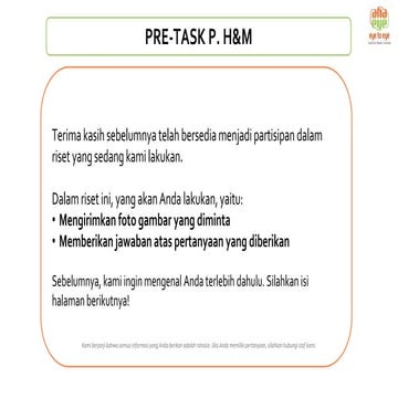 Pre Task P H&M adalah sebuah studi yang digunakan untuk mengukur suatu ...