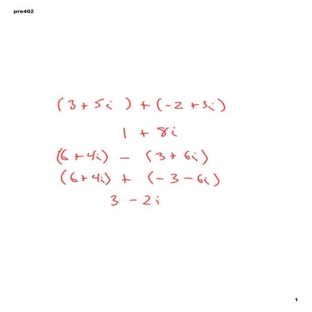 pre Calculus 402 Complex Numbers | PDF