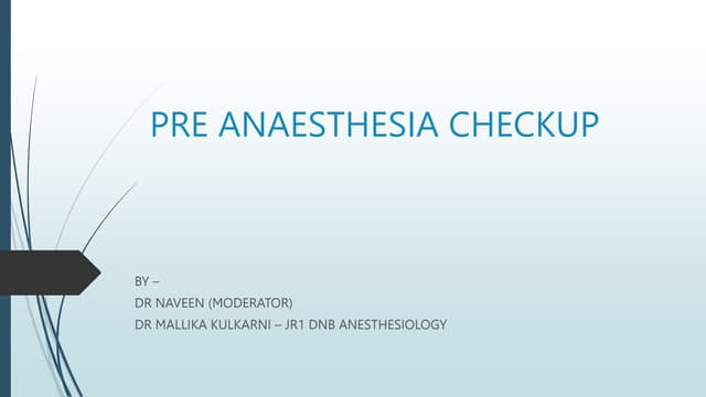 PAC - Pre Anaesthetic Checkup | PDF | Lung and Respiratory Health | Diseases and Conditions