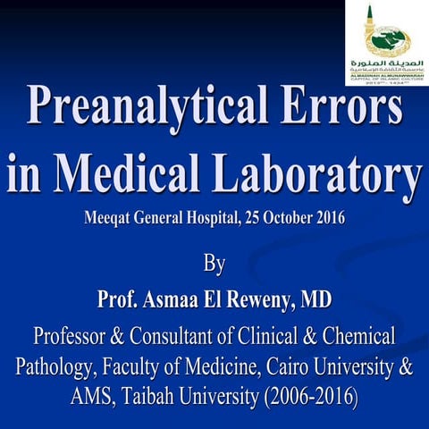 Analytical And Post Analytical Errors In Laboratory