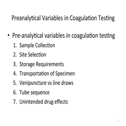 Preanalytical Variables In Coagulation Testing Pdf