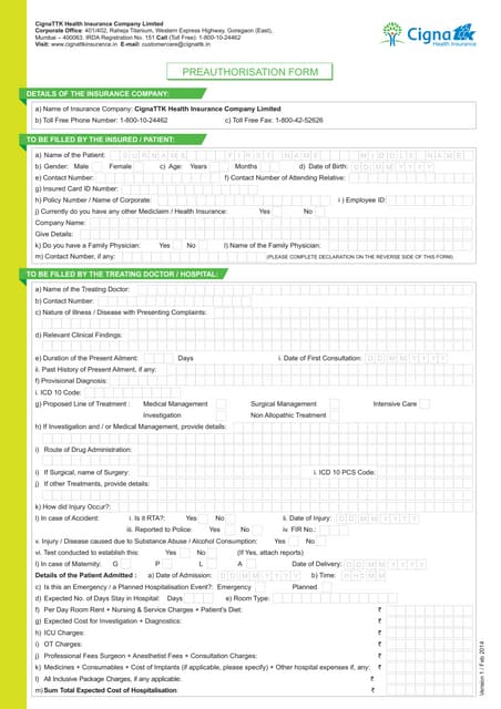 MediAssist_PreAuth_Form.pdf | Health Insurance | Insurance