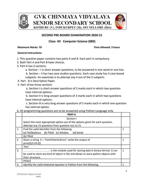 Python Fundamentals Class 11 | PDF