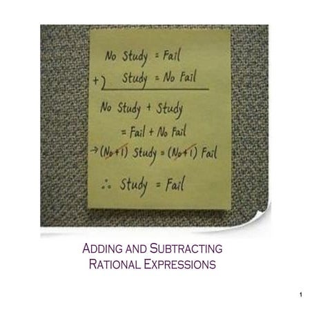 Precal 20 S Adding And Subtracting Rational Expressions | PDF